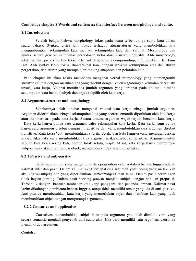 Cambridge chapter 8 morphology and syntax interface | PDF
