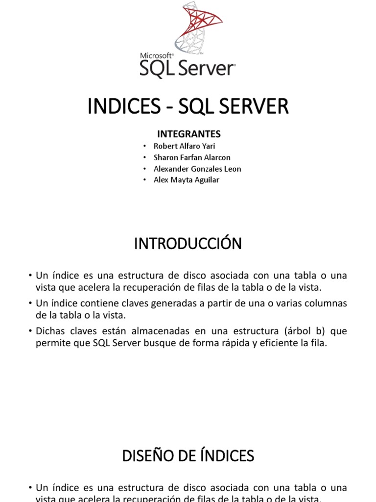 Indices - SQL Server | PDF | SQL | Servidor SQL de Microsoft