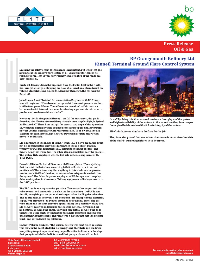 BP Ground Flare Control System PR OG1 0409A | PDF | Bp | Energy And ...