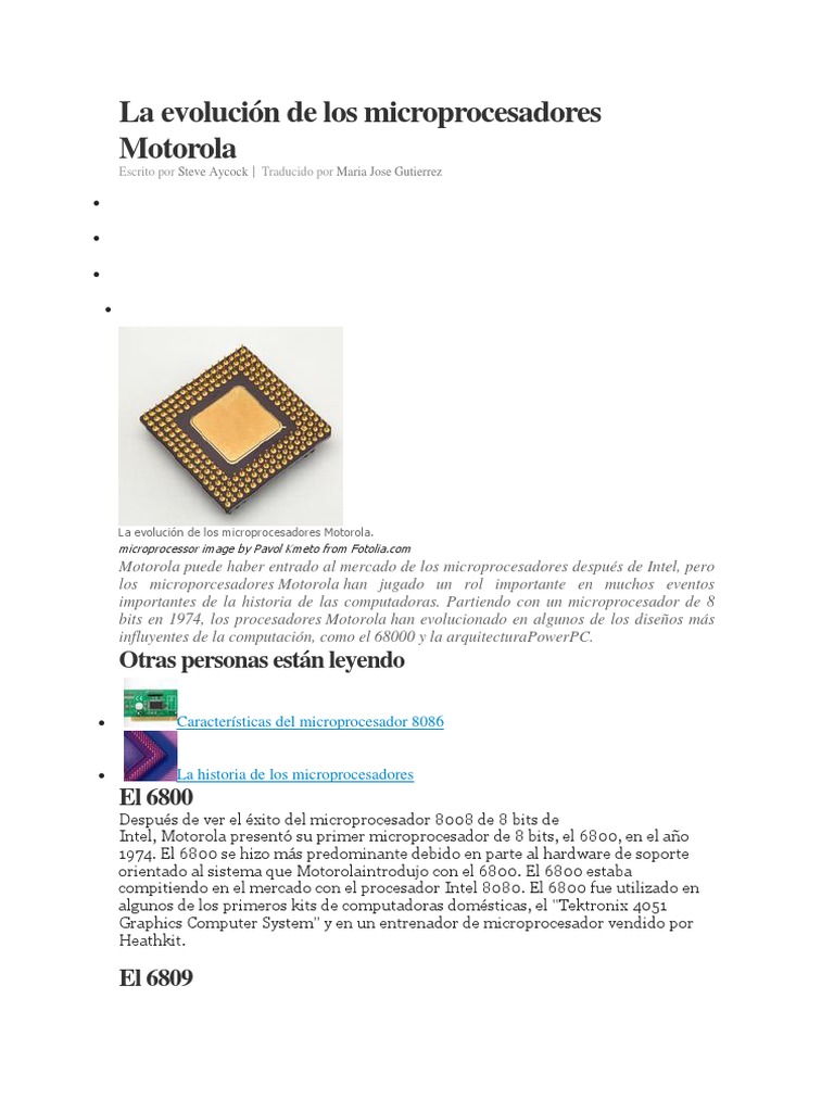 La Evolución de Los Microprocesadores Motorola | PDF | Microprocesador ...