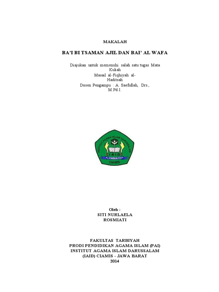 BA'I BI TSAMAN AJIL DAN BAI' AL WAFA | PDF | Quran | Islam