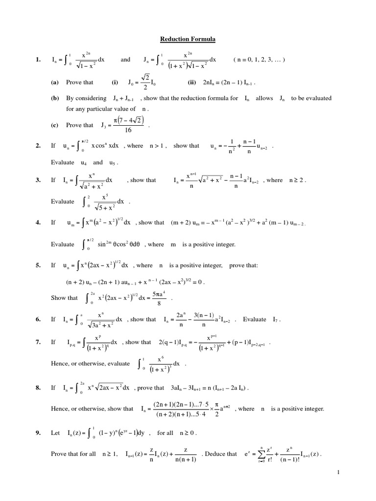 Reduction Formula PDF | PDF | Special Functions | Discrete Mathematics