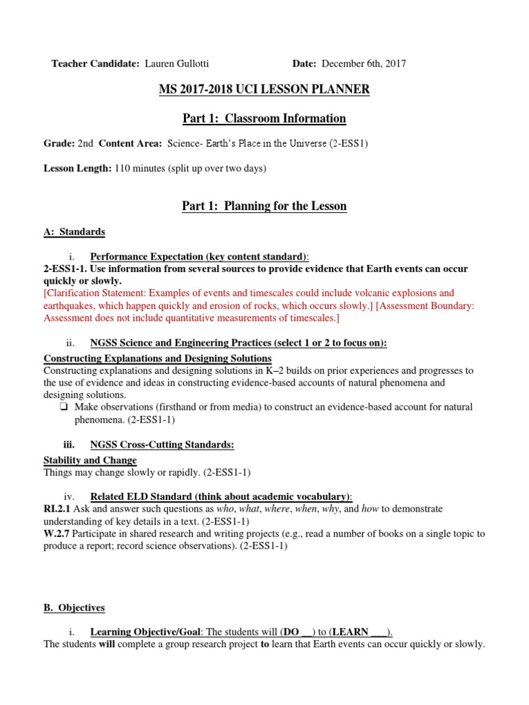 2nd Grade Earth Science Lesson | PDF | Educational Assessment | Lesson Plan
