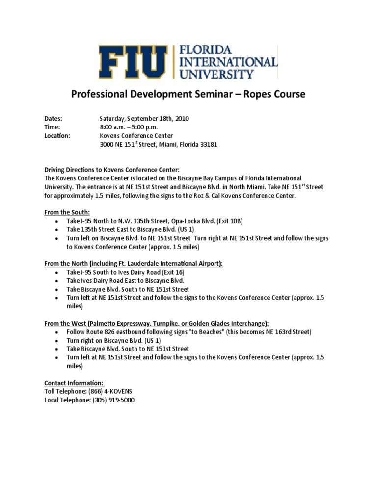 Ropes Course Seminar at FIU | PDF