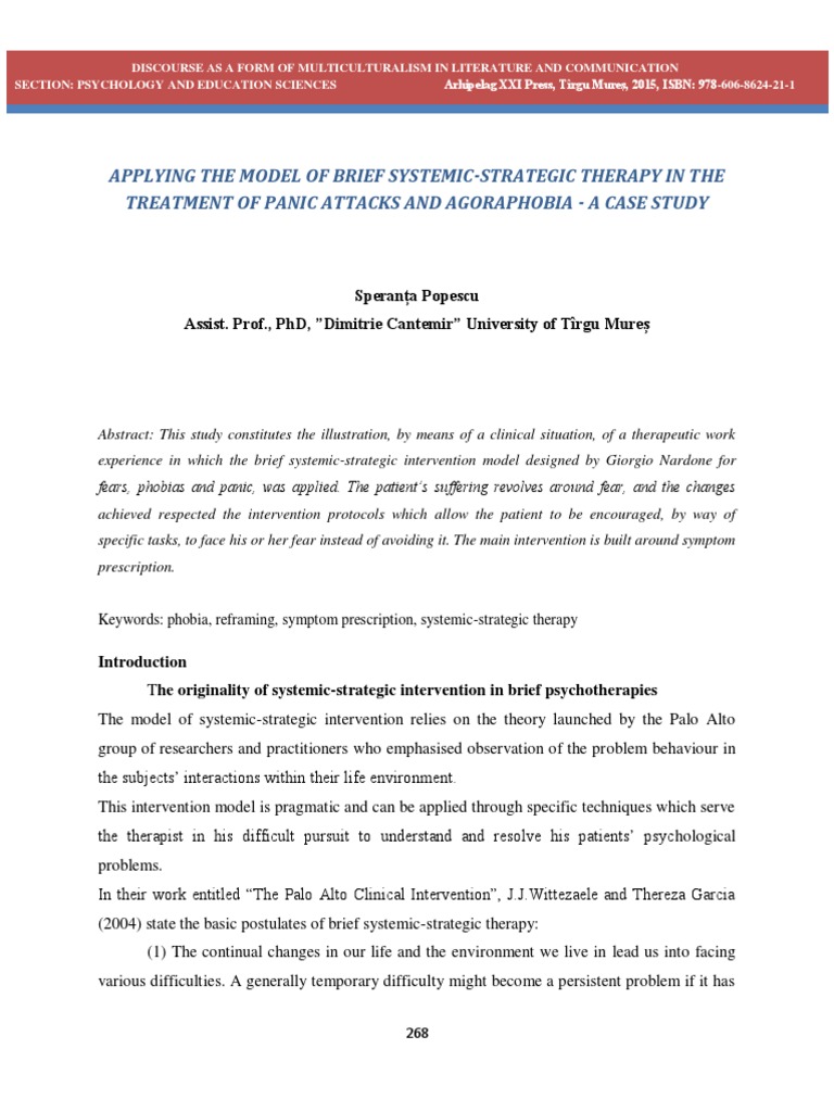 Systemic-Strategic Therapy for Agoraphobia | PDF | Agoraphobia ...