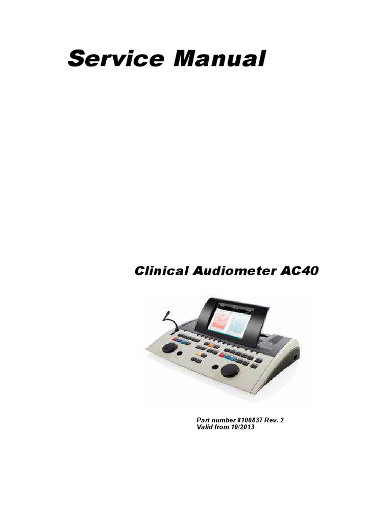 Clinical Audiometer AC40 Service Manual | PDF | Headphones | Otology