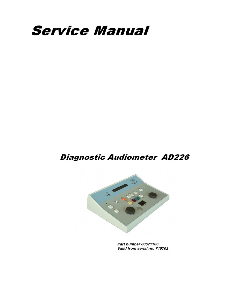 AD226 Audiometer Service Manual | PDF | Electrical Connector | Printer ...