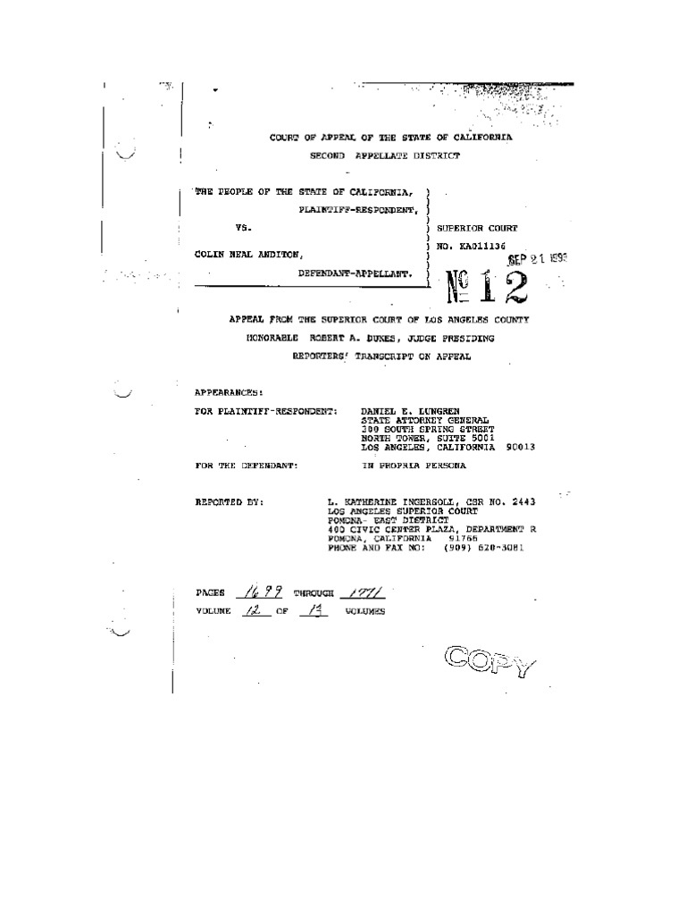 Trial Transcripts, Volume 12 | Witness | Testimony