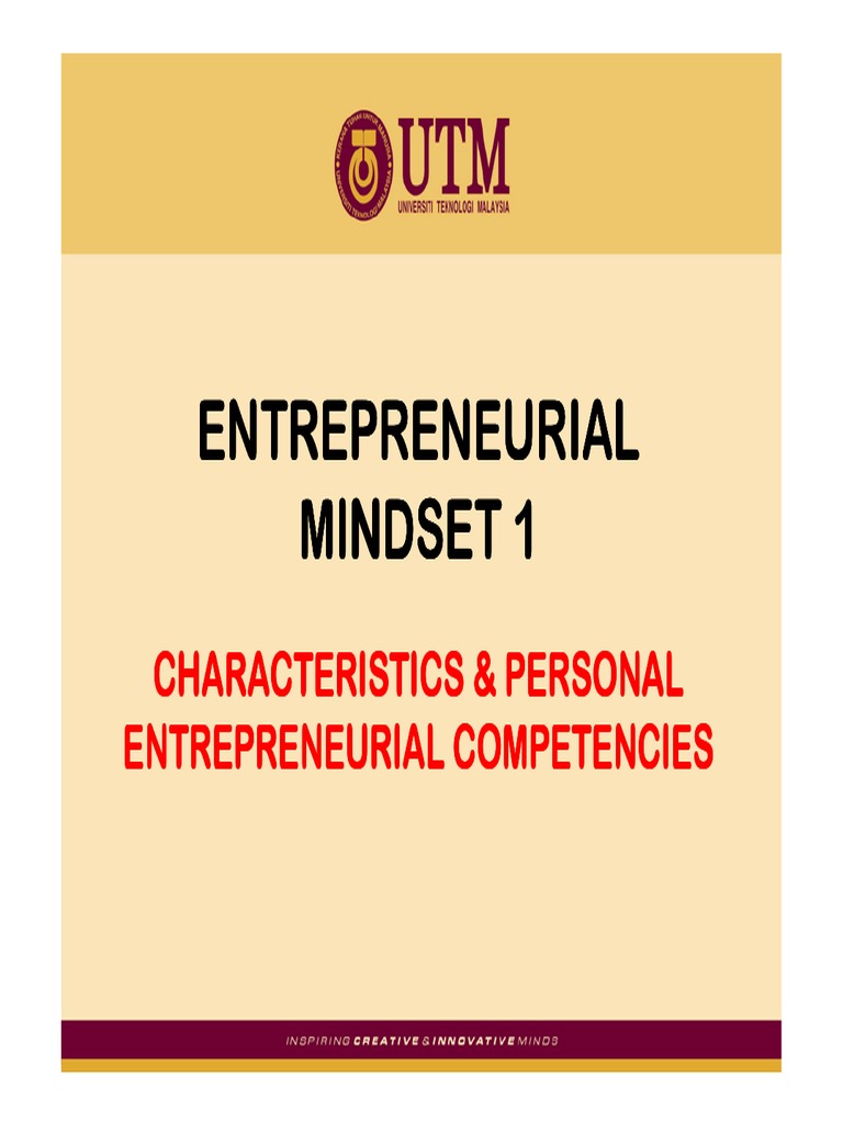 Entrepreneurial Mindset 1 - Characteristic and Competency | PDF ...