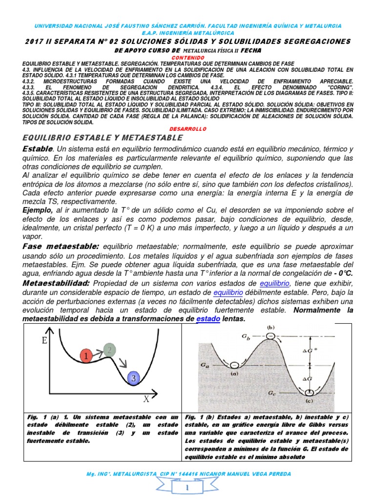 Separata N - 02 Soluciones Sólidas y Equilibrio | PDF | Solubilidad | Cobre