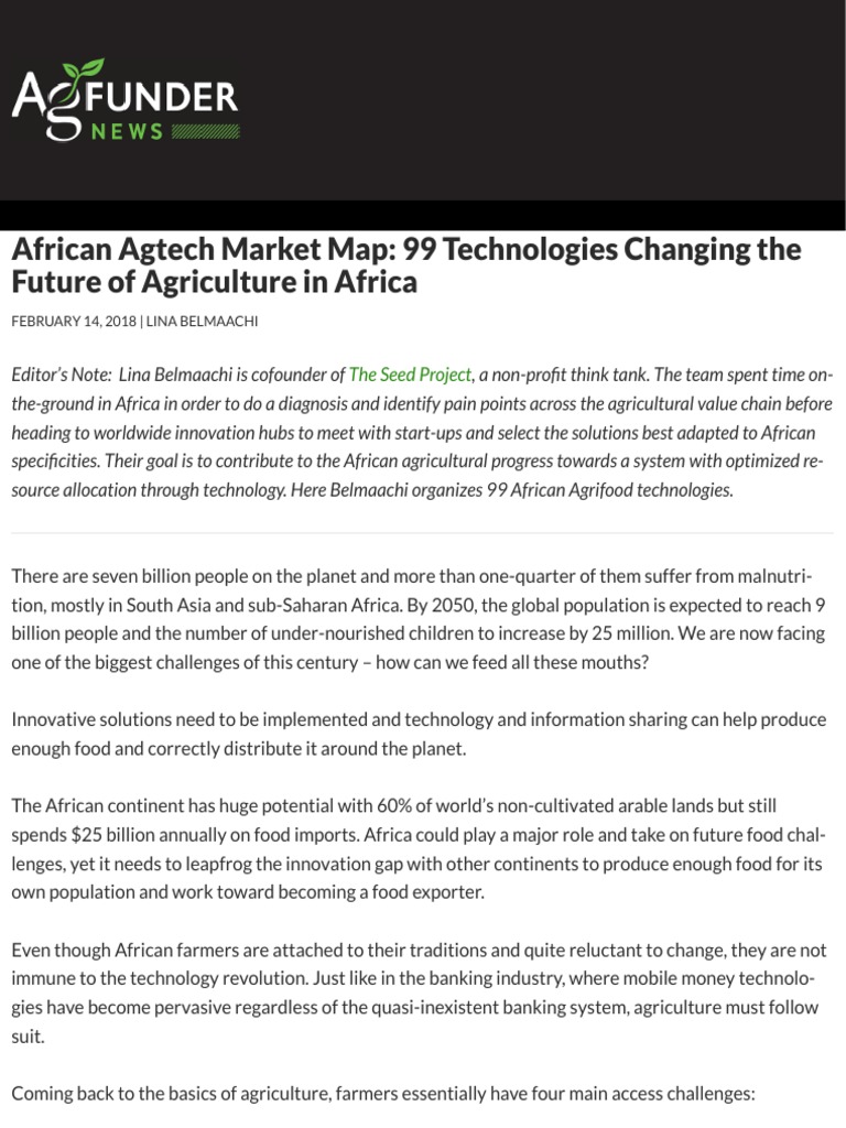 African Agtech Market Map: 99 Technologies Changing The Future of ...