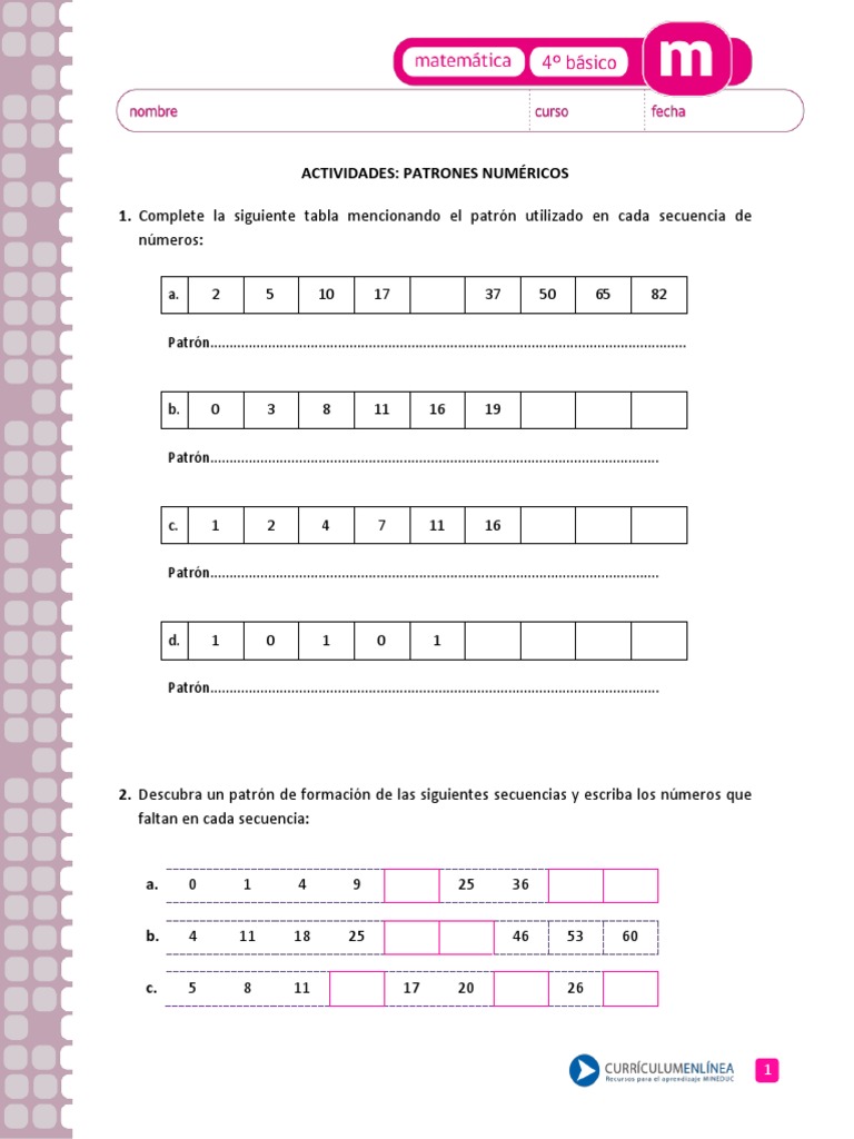 4 Patrones Numericos PDF | PDF | Deportes | Ocio