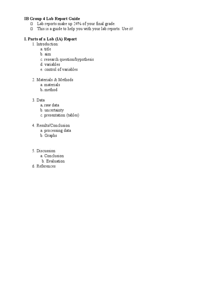 IB Lab Report Guide | PDF | Observational Error | Experiment IB Lab Report Guide | PDF | Observational Error | Experiment