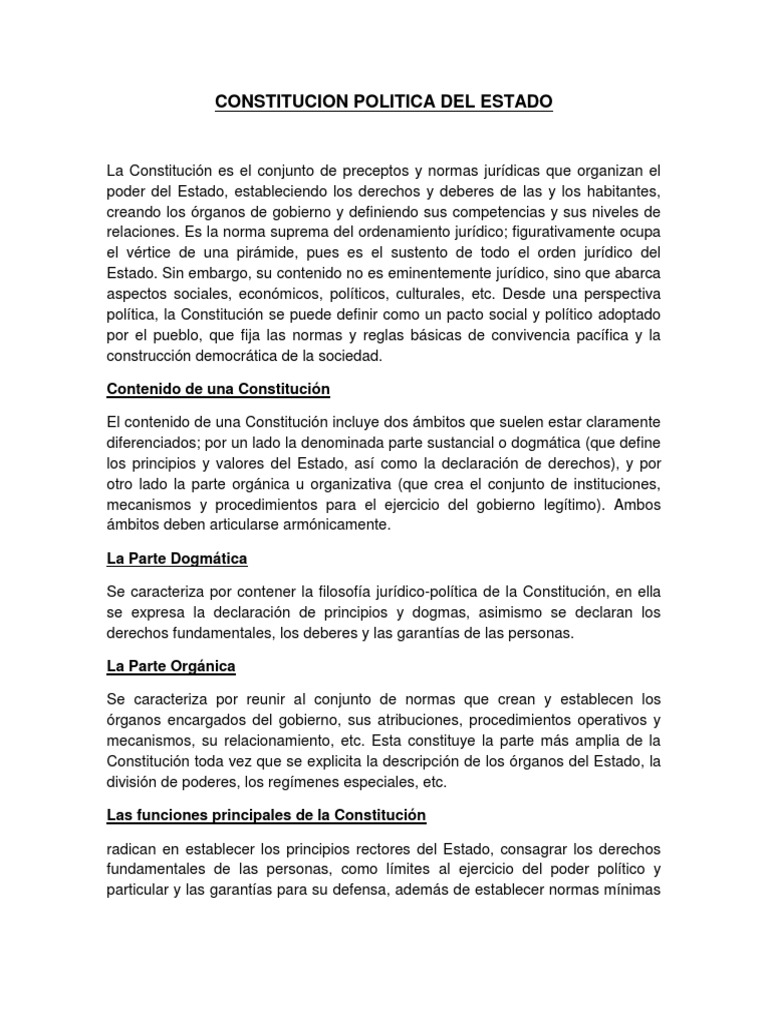 Constitucion Politica Del Estado Pdf Constitución Derechos Humanos