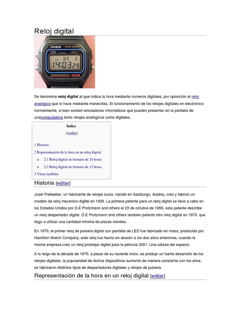 Historia y Formatos del Reloj Digital | PDF | Reloj | Horología