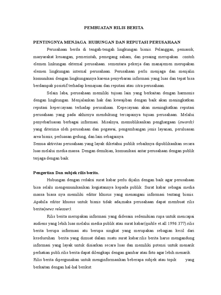 Pembuatan Rilis Berita | PDF