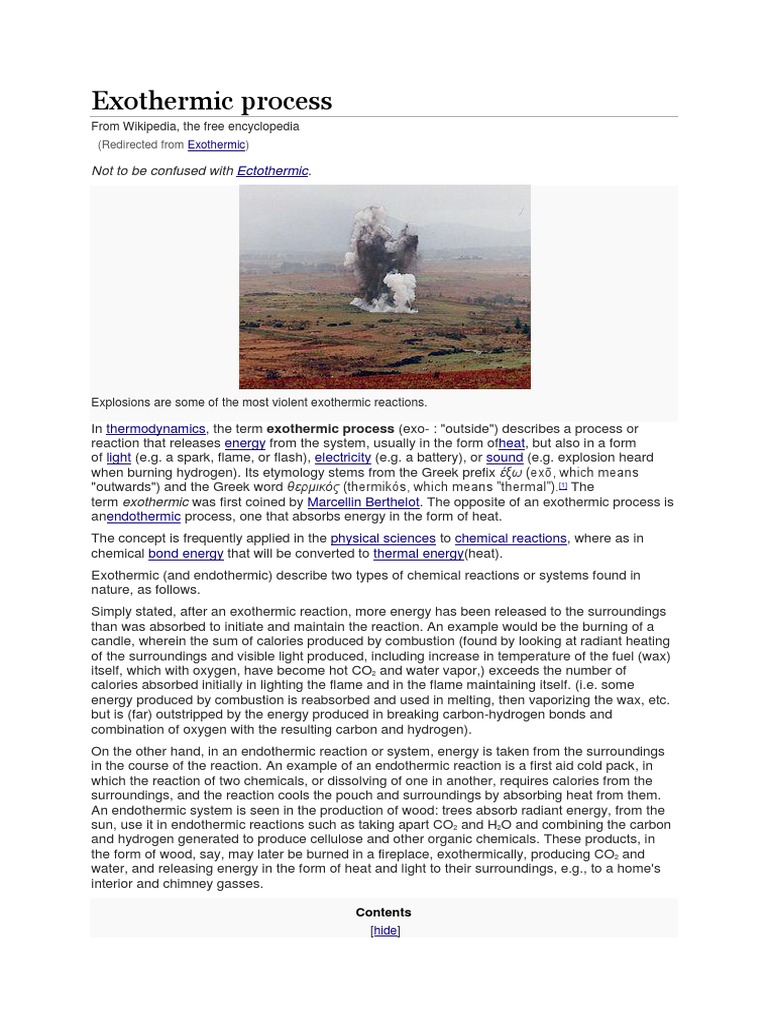 Exothermic Process: Not To Be Confused With | PDF | Thermodynamics ...