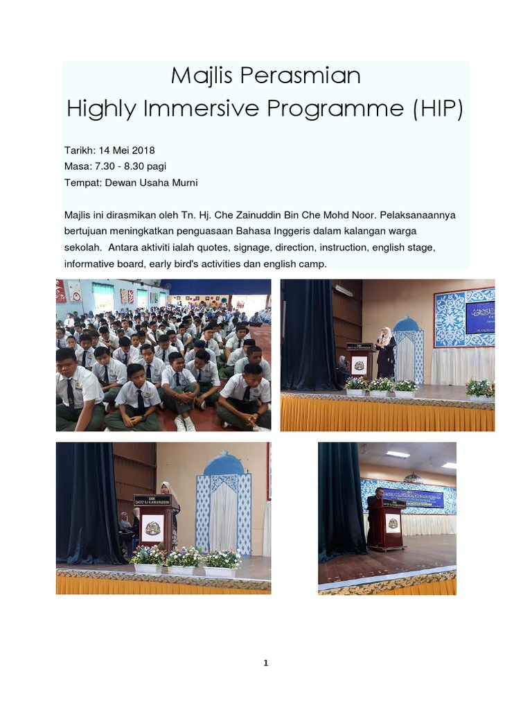 Laporan Majlis Perasmian Highly Immersive Programme | PDF