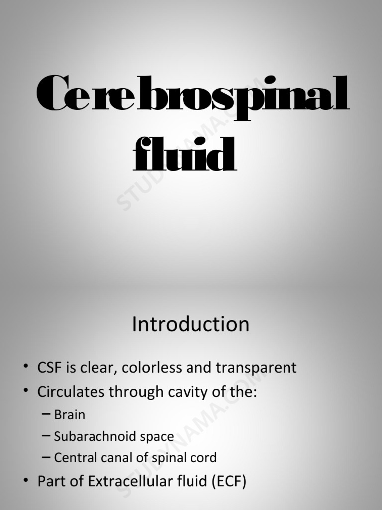 Cerebrospinal Fluid 1 - Dental Ebook & Lecture Notes PDF Download ...
