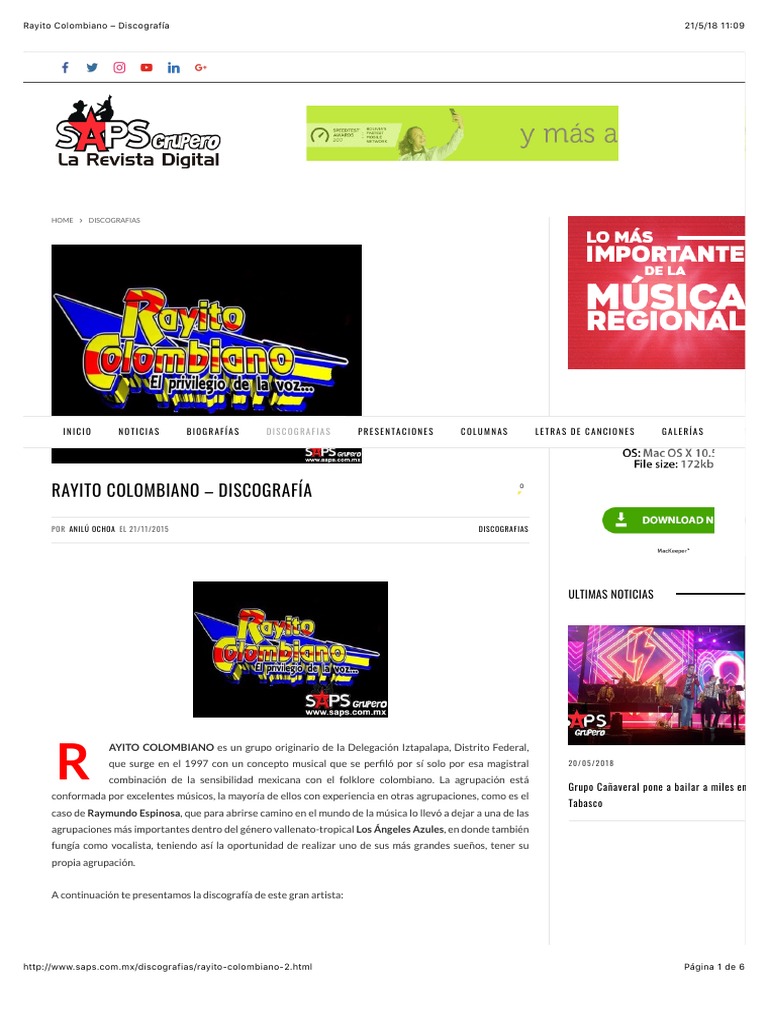 Rayito Colombiano - Discografía | PDF | Entretenimiento (general)