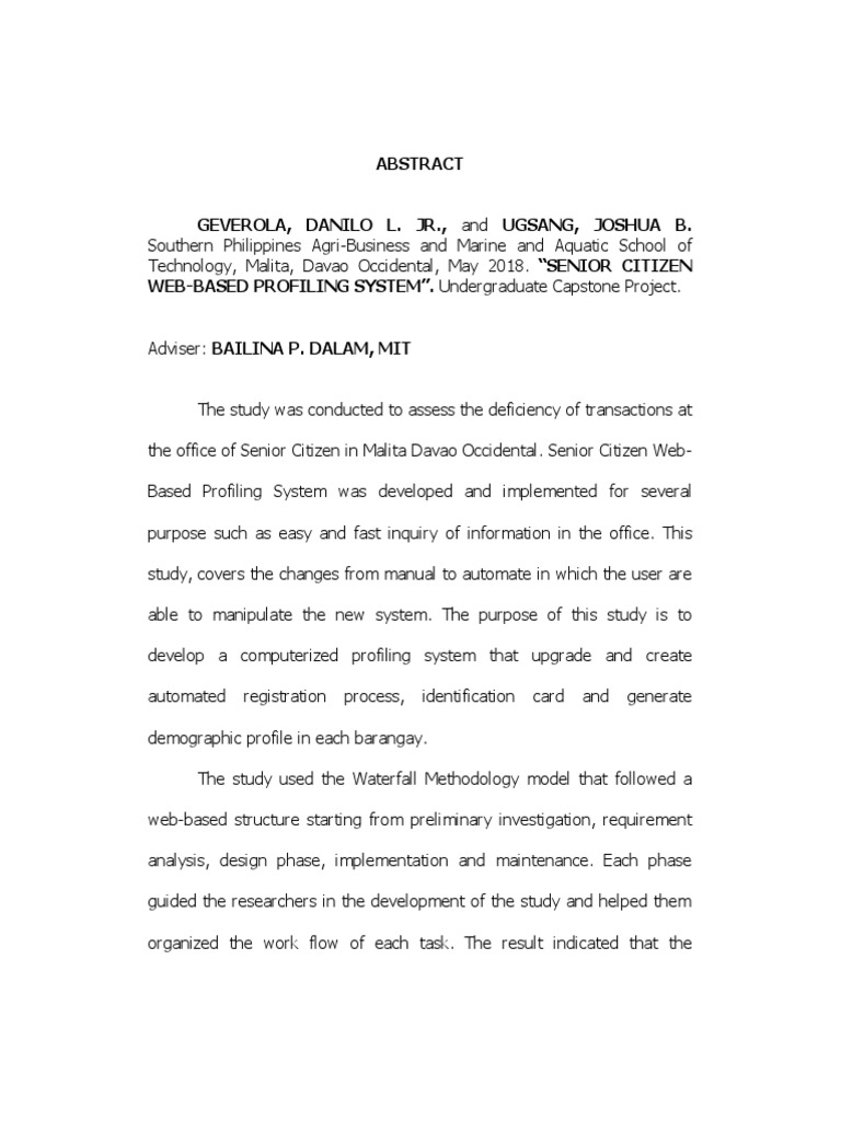 Senior Citizen Web-Based Profiling System | PDF | Cascading Style ...