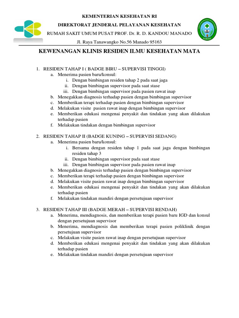 Kewenangan Klinis Residen Ilmu Kesehatan Mata | PDF