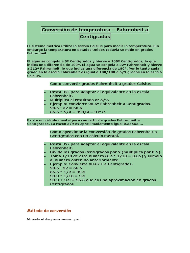Conversión de Temperatura | PDF | Celsius | Fahrenheit