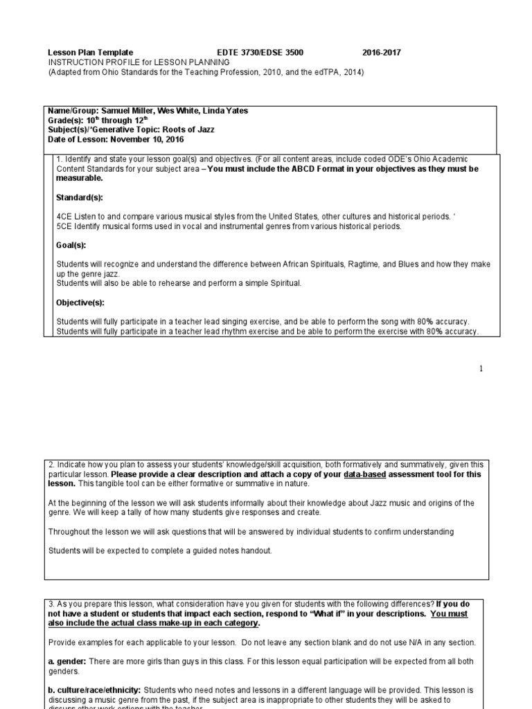 Origins of Jazz | PDF | Lesson Plan | Teachers