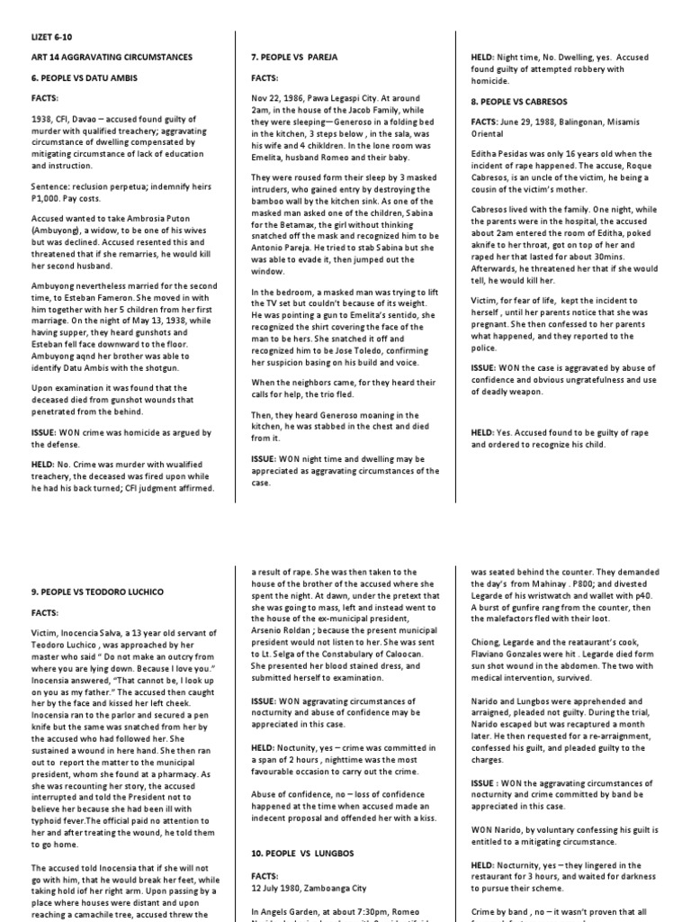 Art 14 Aggravating Circumstances | PDF | Crime & Violence | Crime Thriller