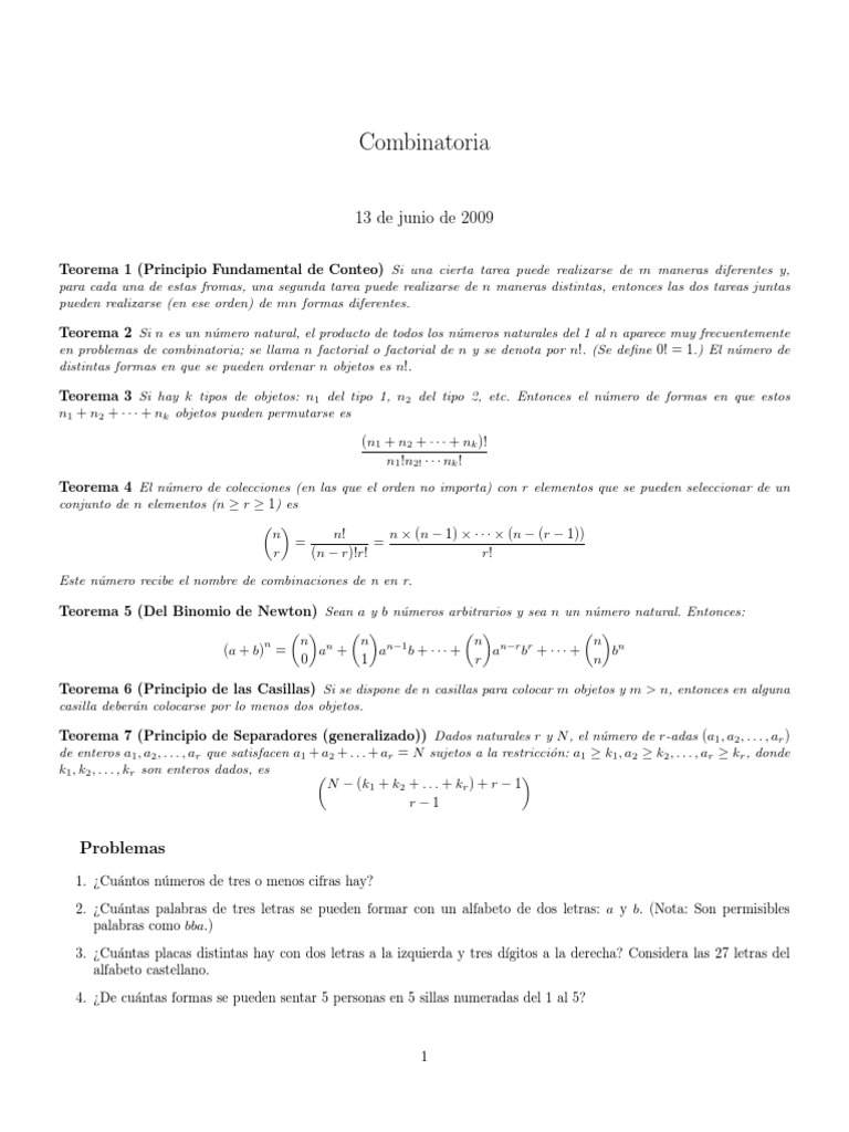 Combinatoria | PDF | Enseñanza de matemática | Science