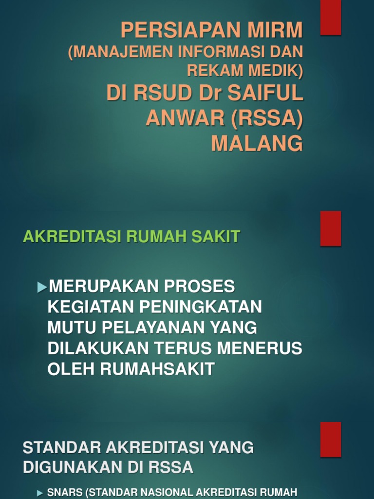 (Manajemen Informasi Dan Rekam Medik) : Persiapan Mirm | PDF