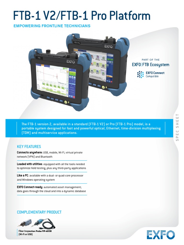 EXFO Spec Sheet FTB 1v2 FTB 1 Pro V3 en | PDF | Fiber To The X | Quality Of Service