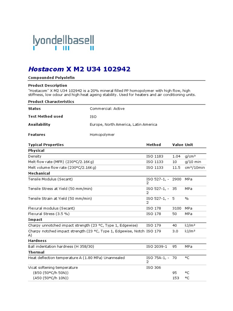 Hostacom X M2 U34 102942 | PDF | Strength Of Materials | Yield ...