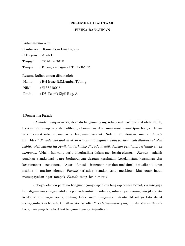 Resume Kuliah Tamu Fisika Bangunan | PDF