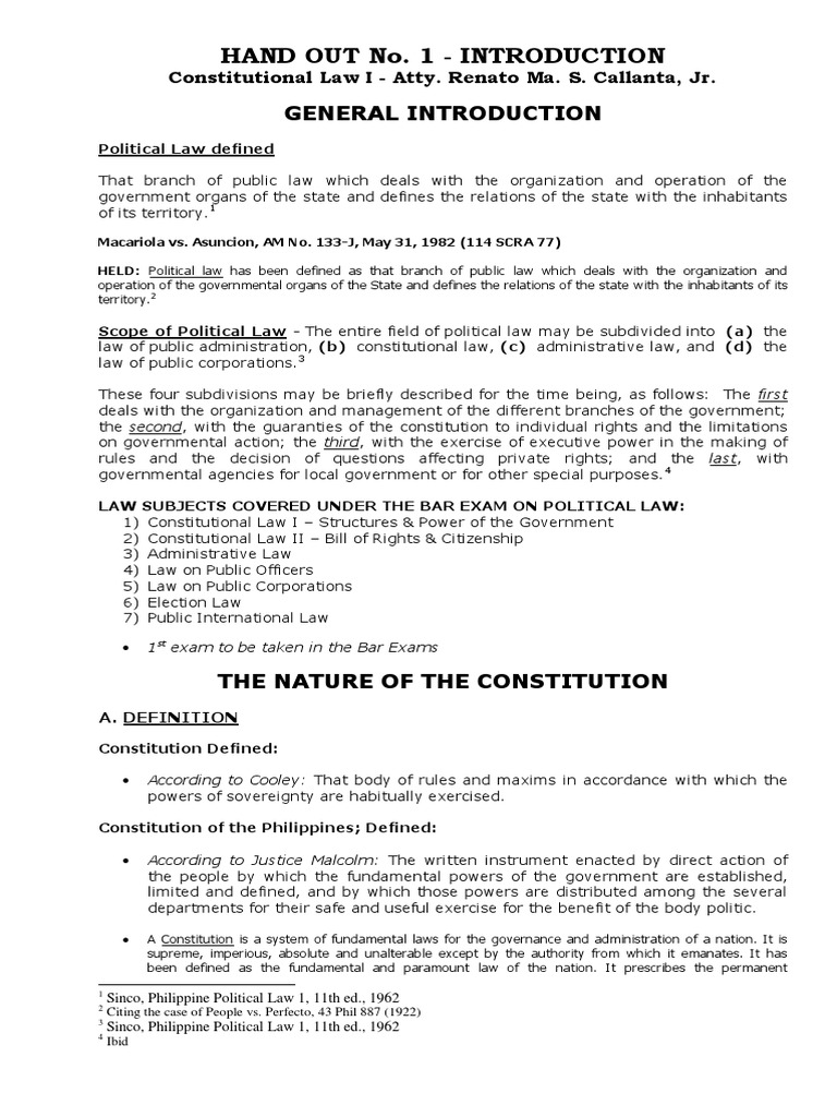 Hand Out On Constitutional Law 1 Atty. C | PDF | Initiative ...