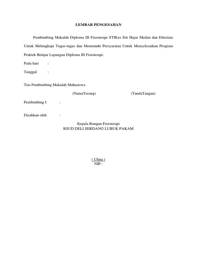 Lembar Pengesahan Makalah | PDF