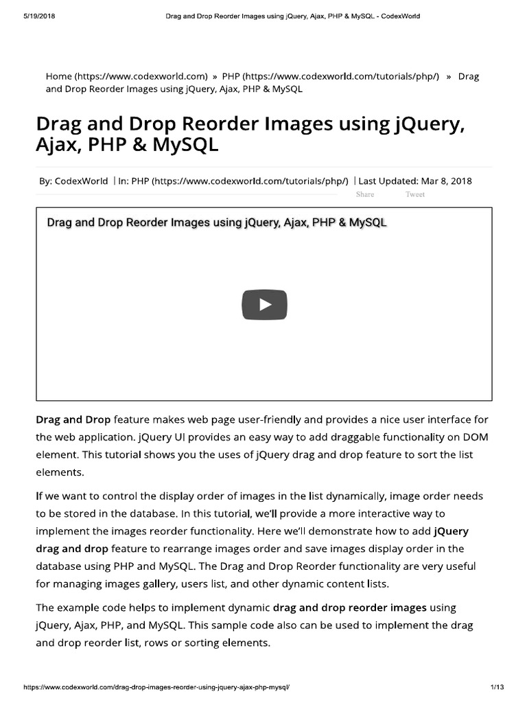 Drag and Drop Reorder Images Using JQuery, Ajax, PHP & MySQL ... Drag and Drop Reorder Images Using JQuery, Ajax, PHP & MySQL ...