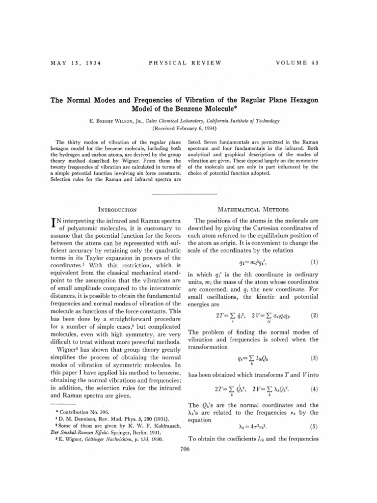 Wilson 1934 | PDF | Normal Mode | Group (Mathematics)