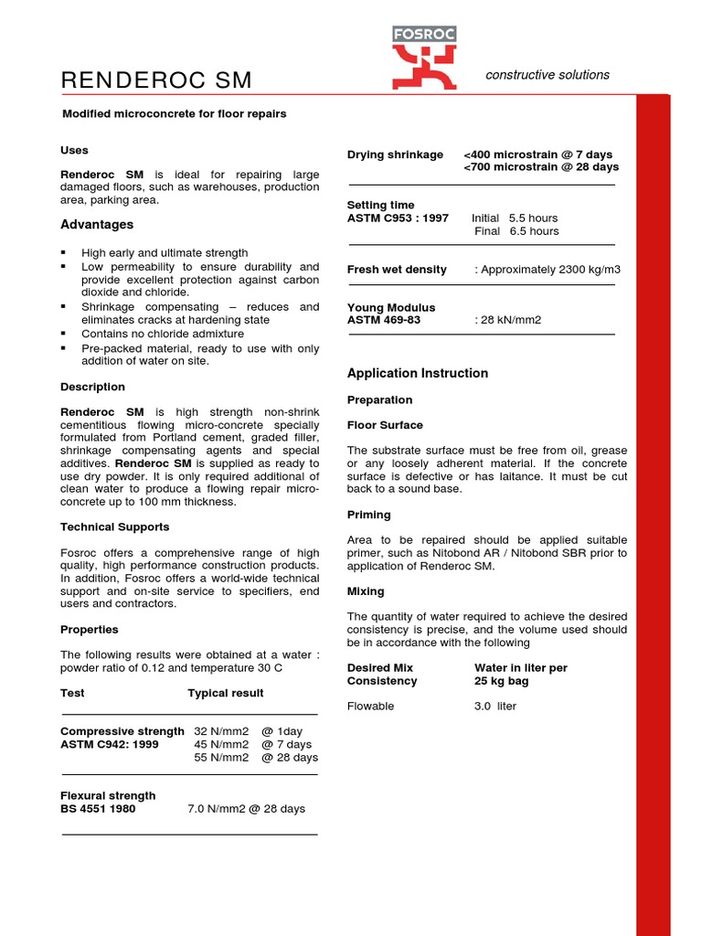 Renderoc SM | PDF | Concrete | Building Materials