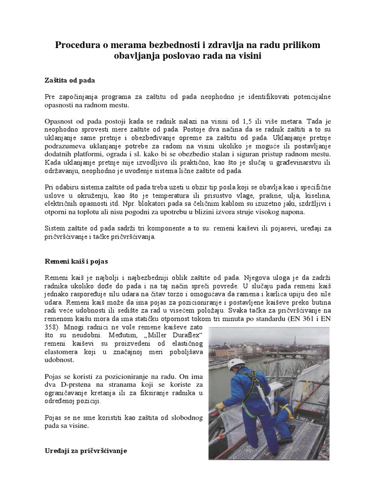 Procedura Za Rad Na Visini | PDF
