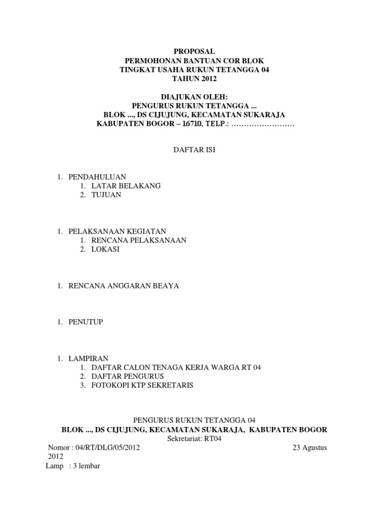 Proposal Pembangunan Jalan Cor Blok | PDF
