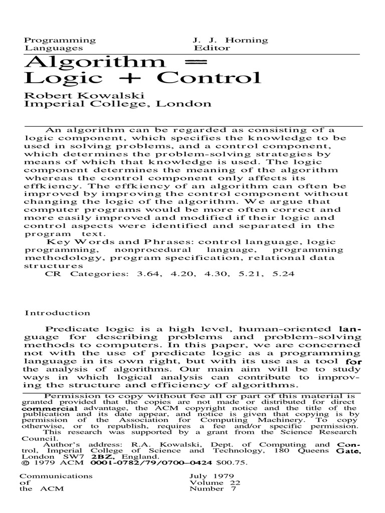 Algorithm Logic + Control PDF | PDF | Algorithms | Computer Programming