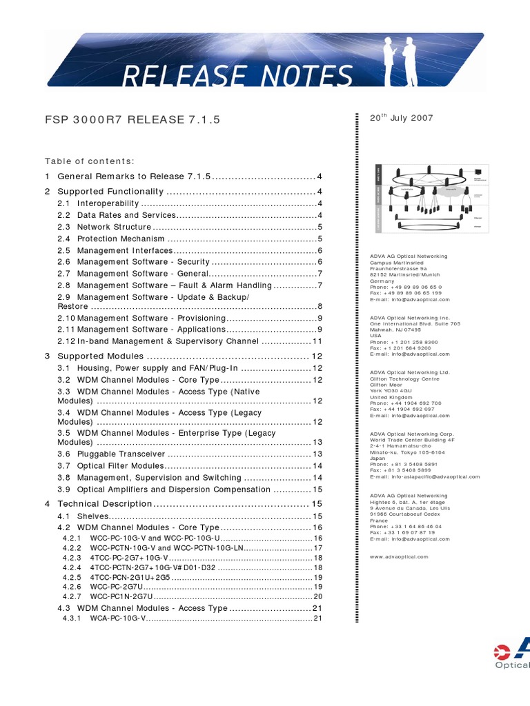 FSP 3000R7 Release Note 7 1 5 | PDF | Wavelength Division Multiplexing ...