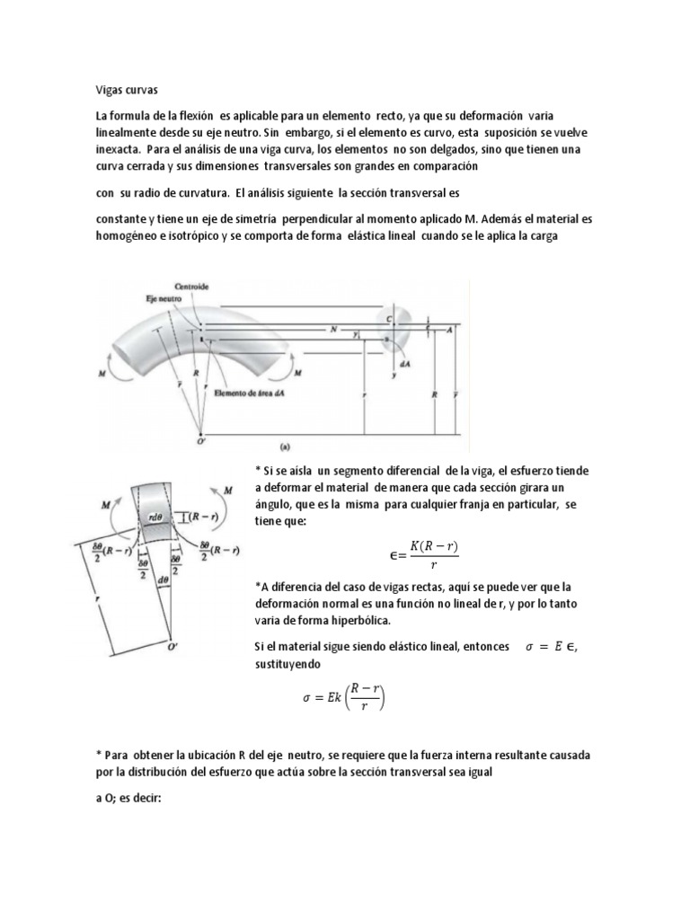 Análisis de Vigas Curvas y Ejercicios | PDF | Elasticidad (Física ...