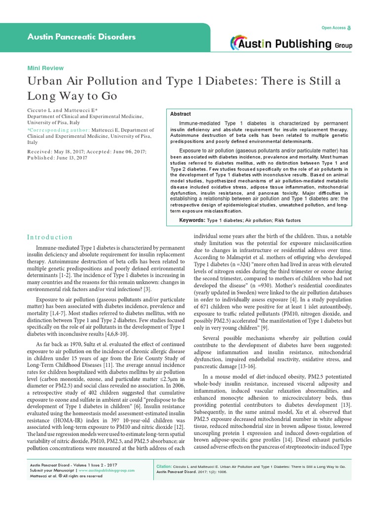 Austin Pancreatic Disorders | PDF | Diabetes Mellitus Type 1 | Air ...
