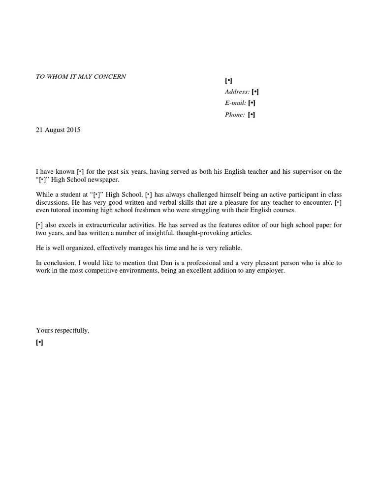 Letter of Recommandation - Draft | PDF | Social Science | Law