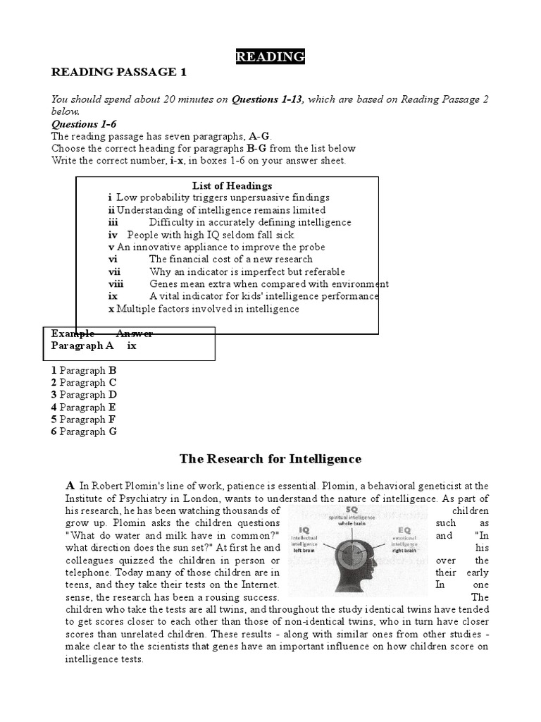 Reading | PDF | Intelligence Quotient | Intelligence