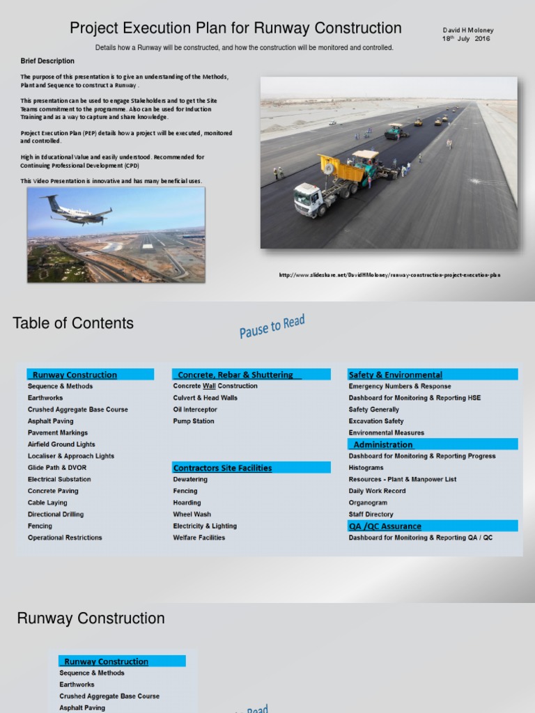 Runway Construction Project Execution Plan | PDF | Road Surface | Runway