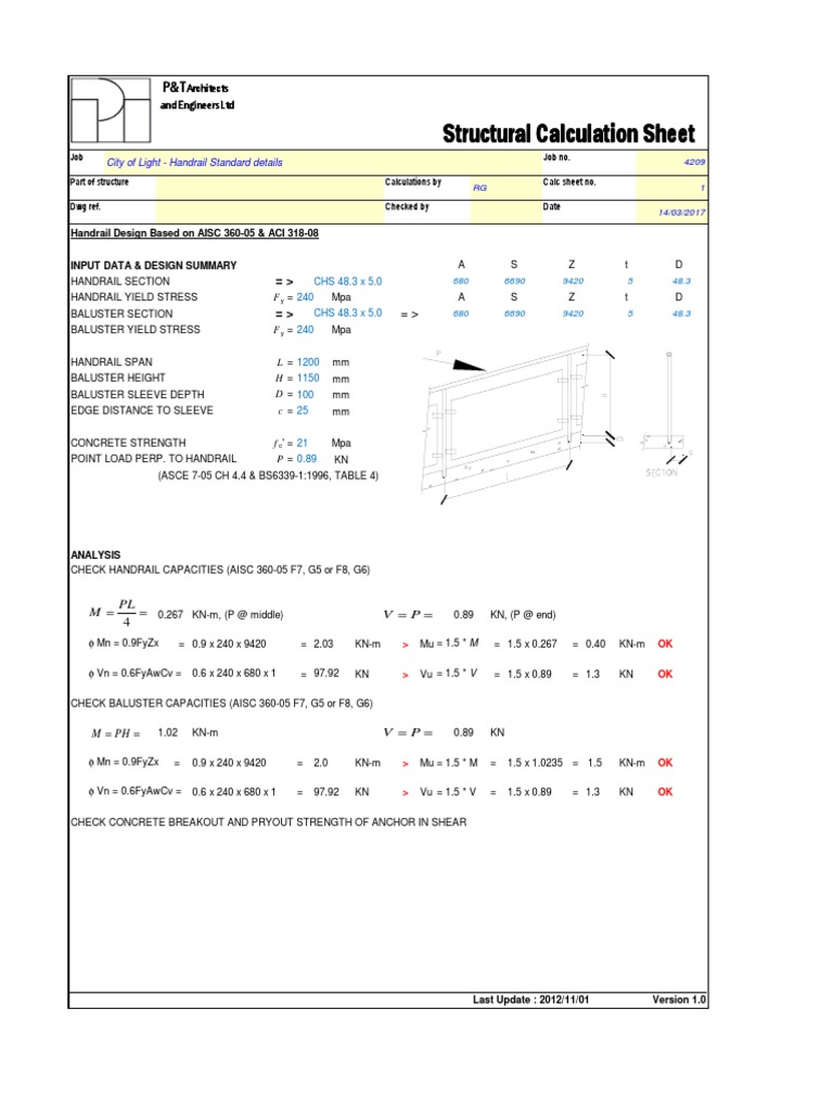 Handrail Coring Check (Calculation) | PDF | Beam (Structure ...