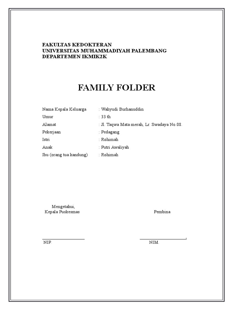 Family Folder: Fakultas Kedokteran Universitas Muhammadiyah Palembang ...